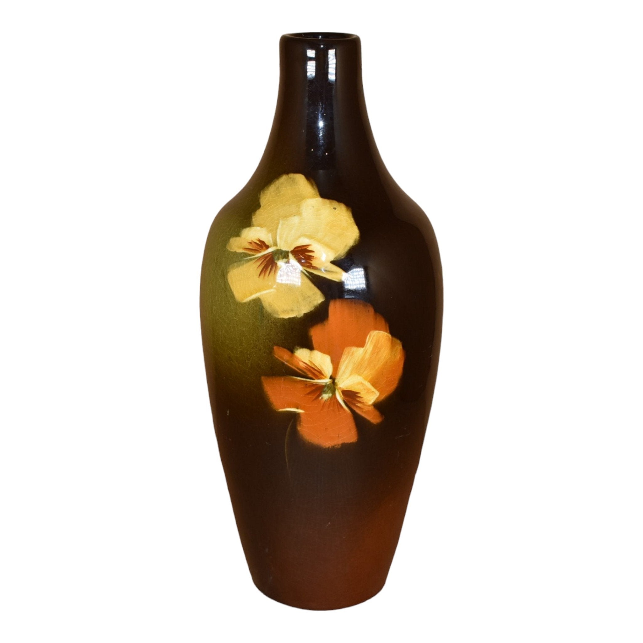 Owens Utopian Early 1900s Pottery Hand Painted Pansy Lamp Base Vase AS – Just Art Pottery