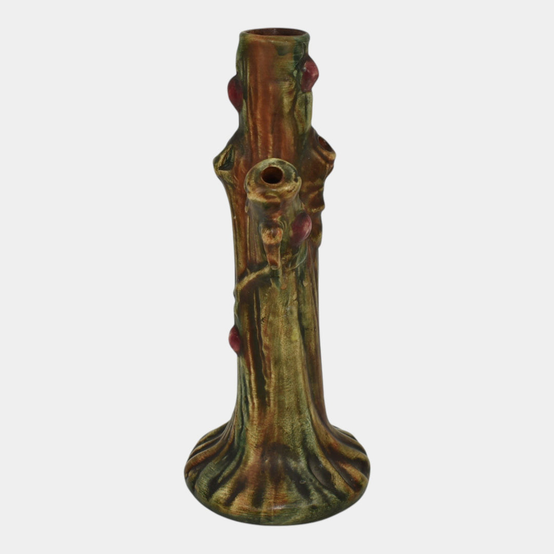 Weller Woodcraft 1920s Vintage Art Pottery Red Apple Tree Brown Cerami ...