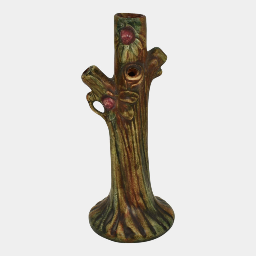Weller Woodcraft 1920s Vintage Art Pottery Red Apple Tree Brown Cerami ...