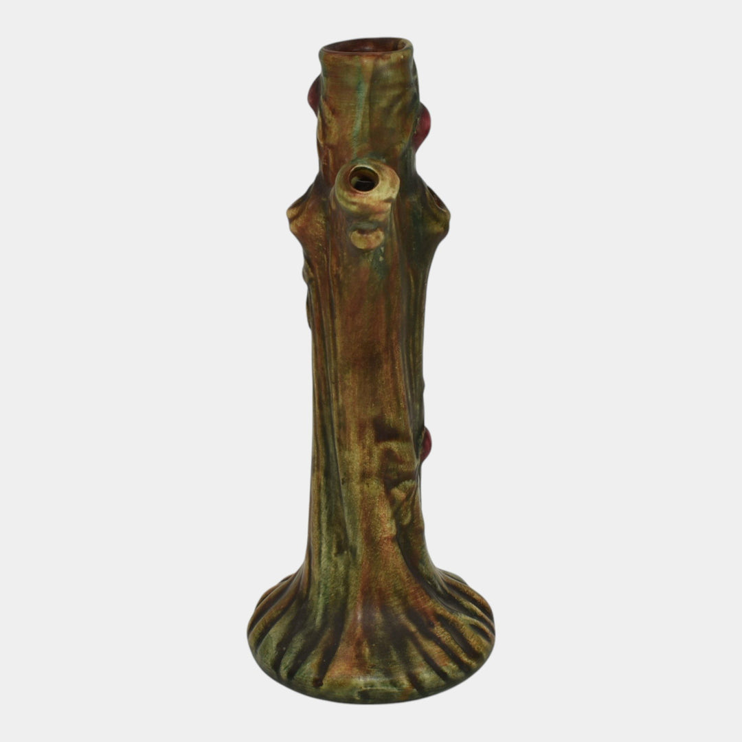 Weller Woodcraft 1920s Vintage Art Pottery Red Apple Tree Brown Cerami ...