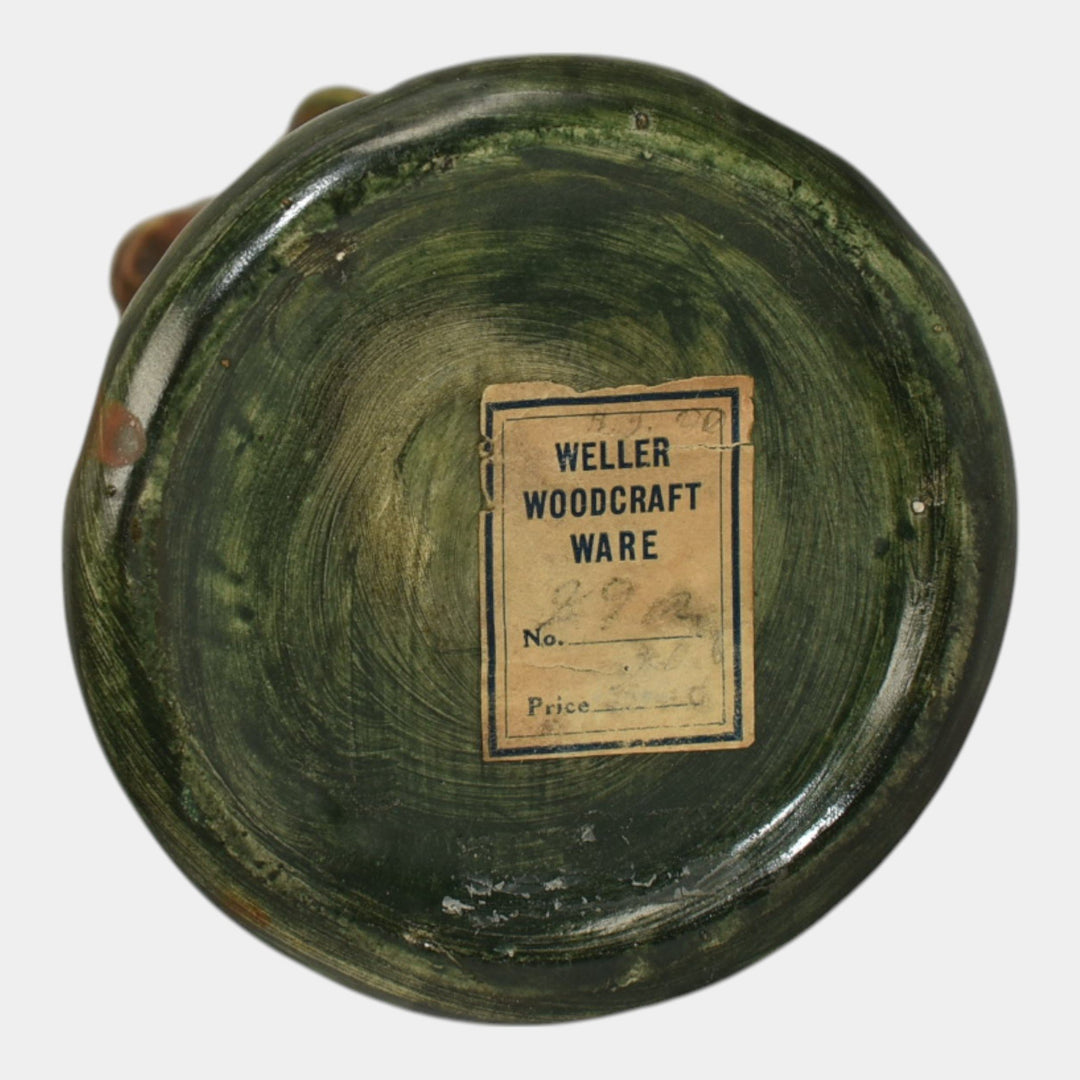 Weller Woodcraft 1920s Vintage Art Pottery Red Apple Tree Brown Cerami ...