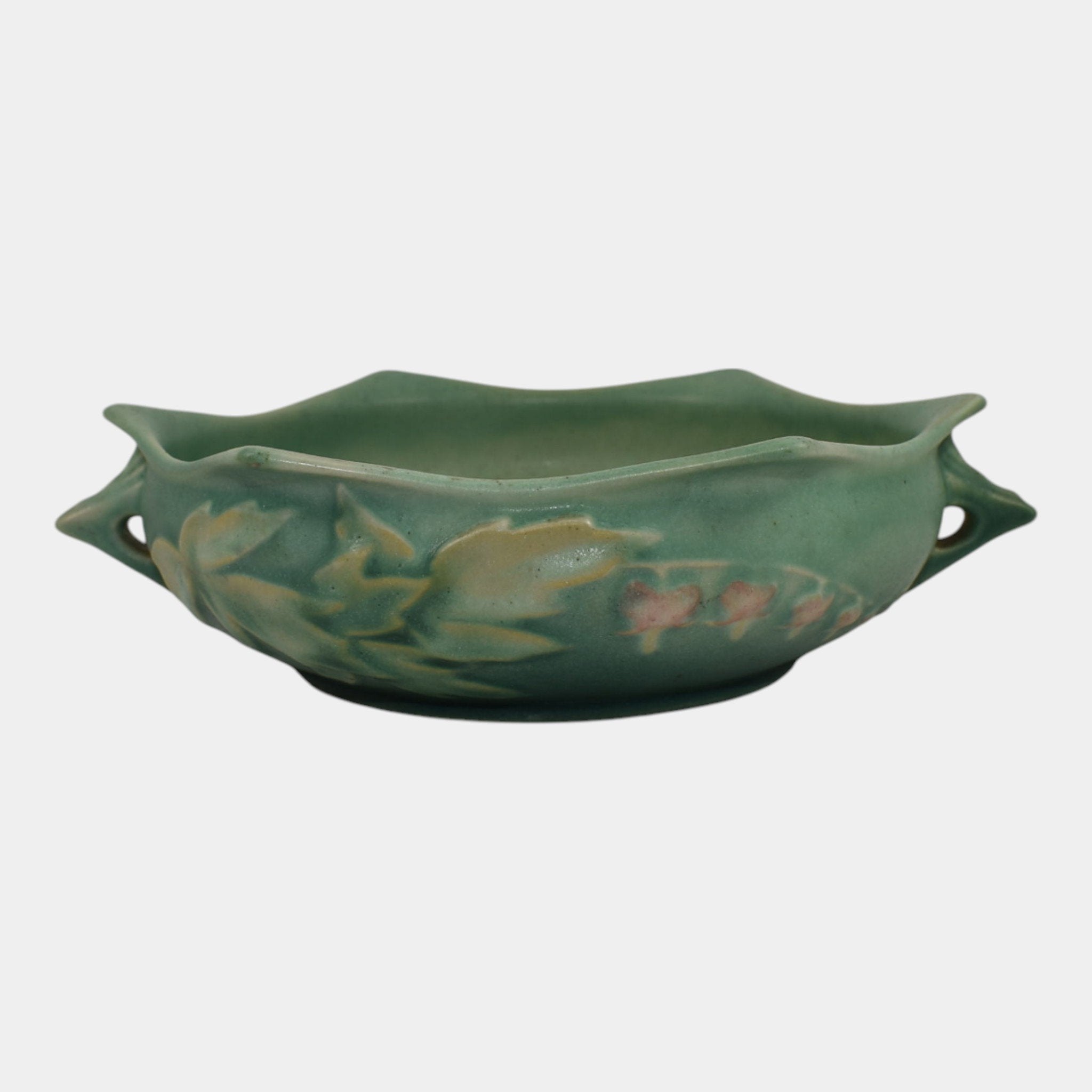 Roseville Bleeding Heart Green 1940 Vintage Art Pottery Ceramic Bowl 3 ...