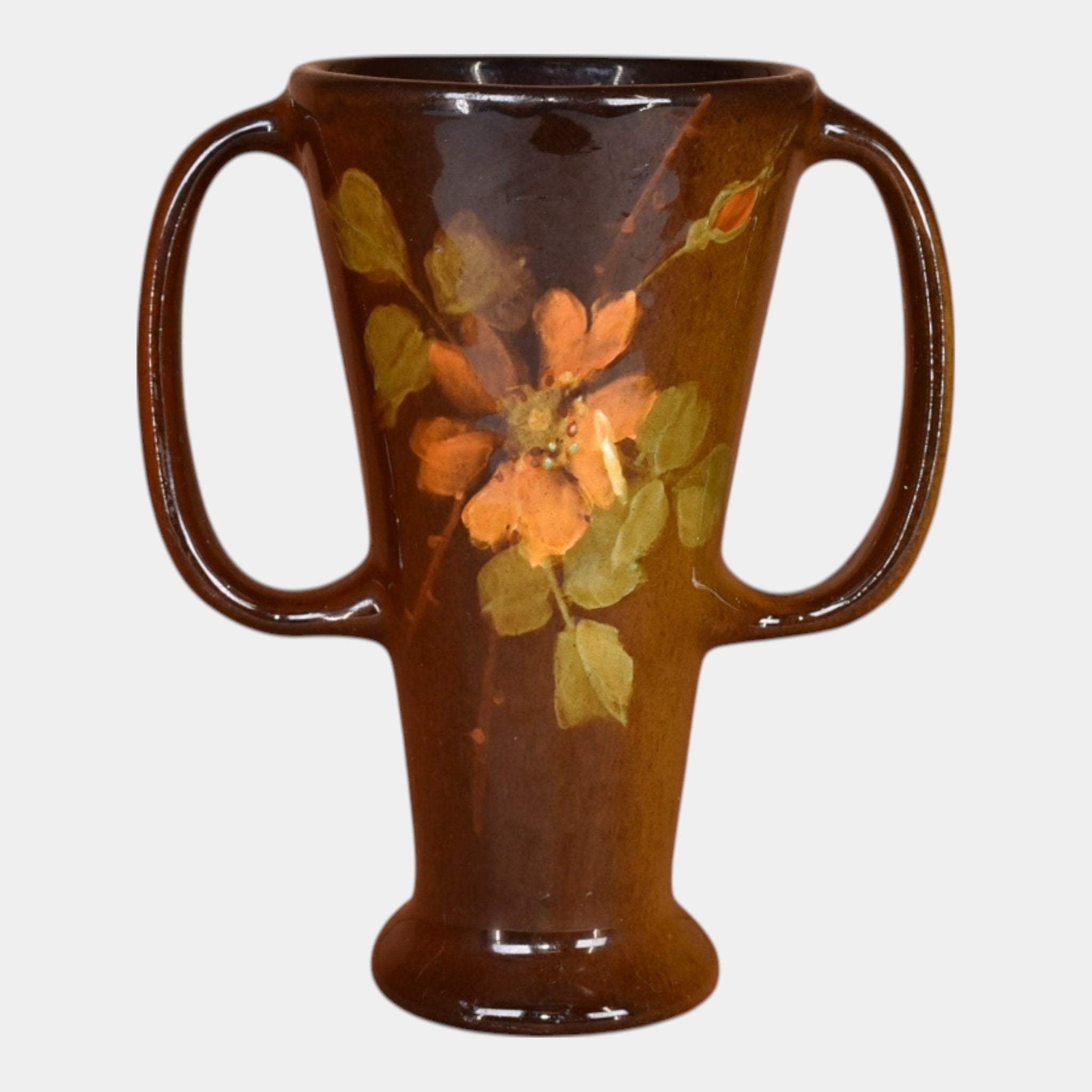 Owens Pottery Utopian Wild Rose Handled Vase Shape 1115 Steele – Just ...