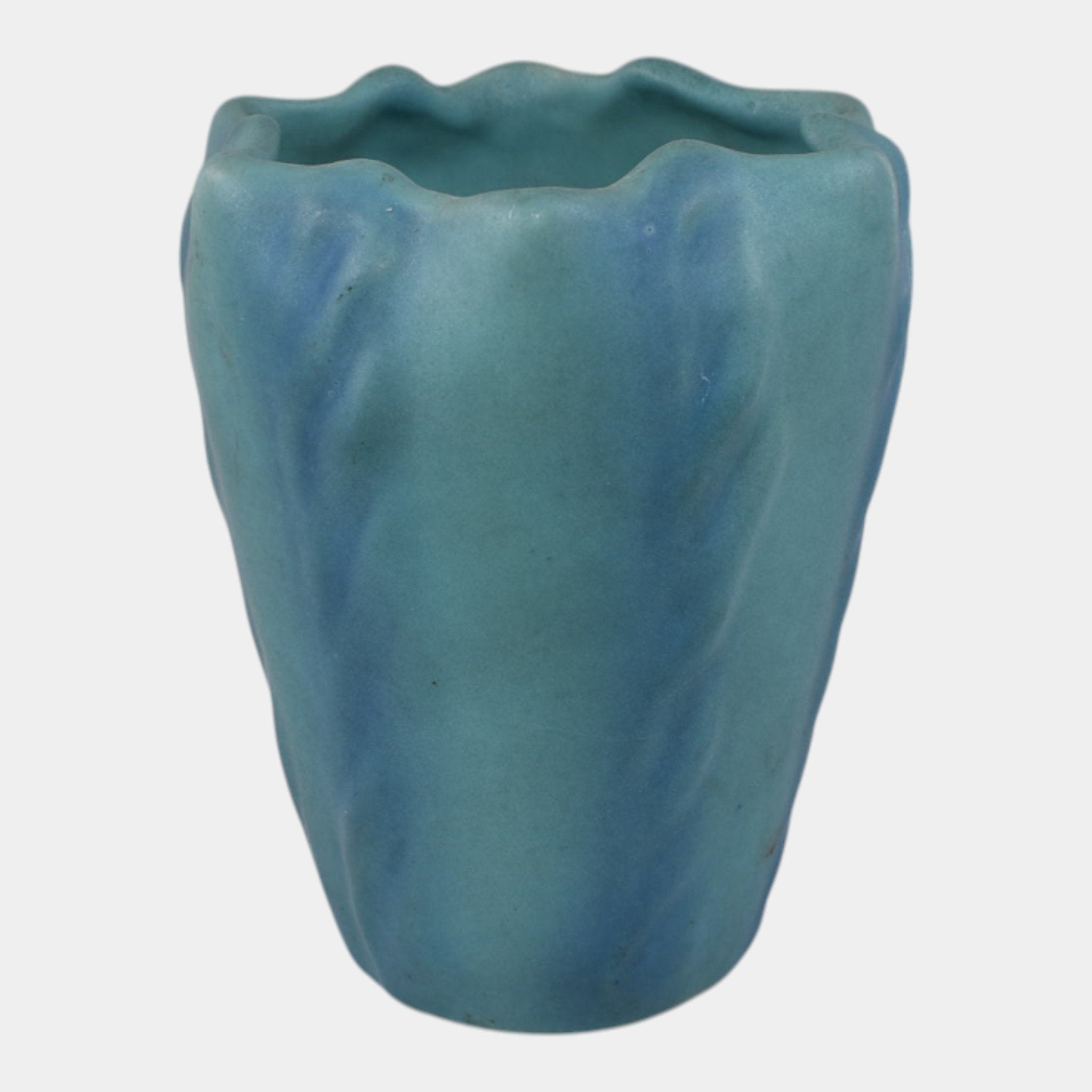 Van Briggle 1930s Vintage Art Pottery Blue Ruffled Rim Vase – Just Art ...