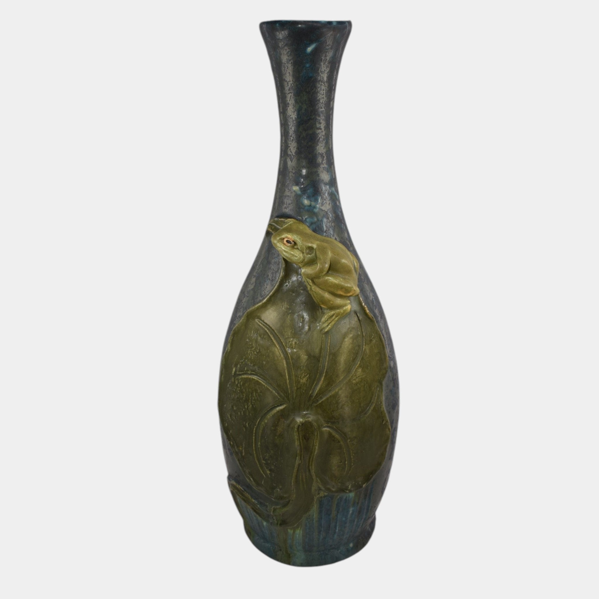 Ephraim Faience 2025 Hand Made Pottery Lily Pad Lookout Tall Bottle Va ...