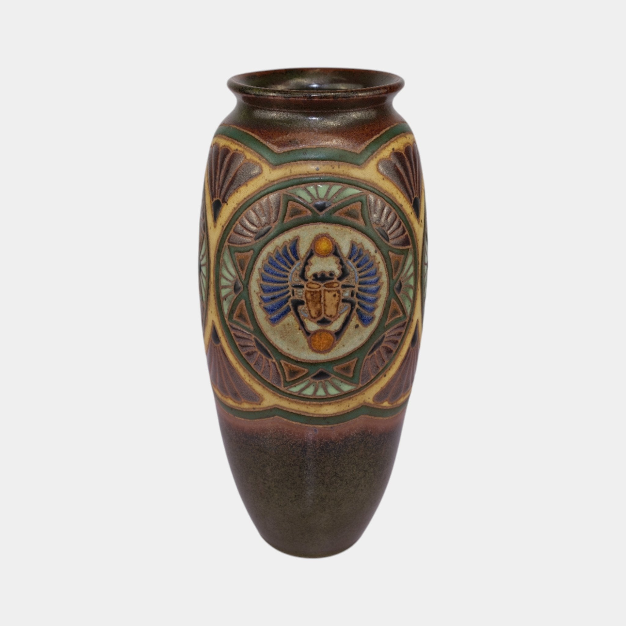 Common Ground Eric Olson Studio Art Pottery 2008 Brown Scarab Vase ...