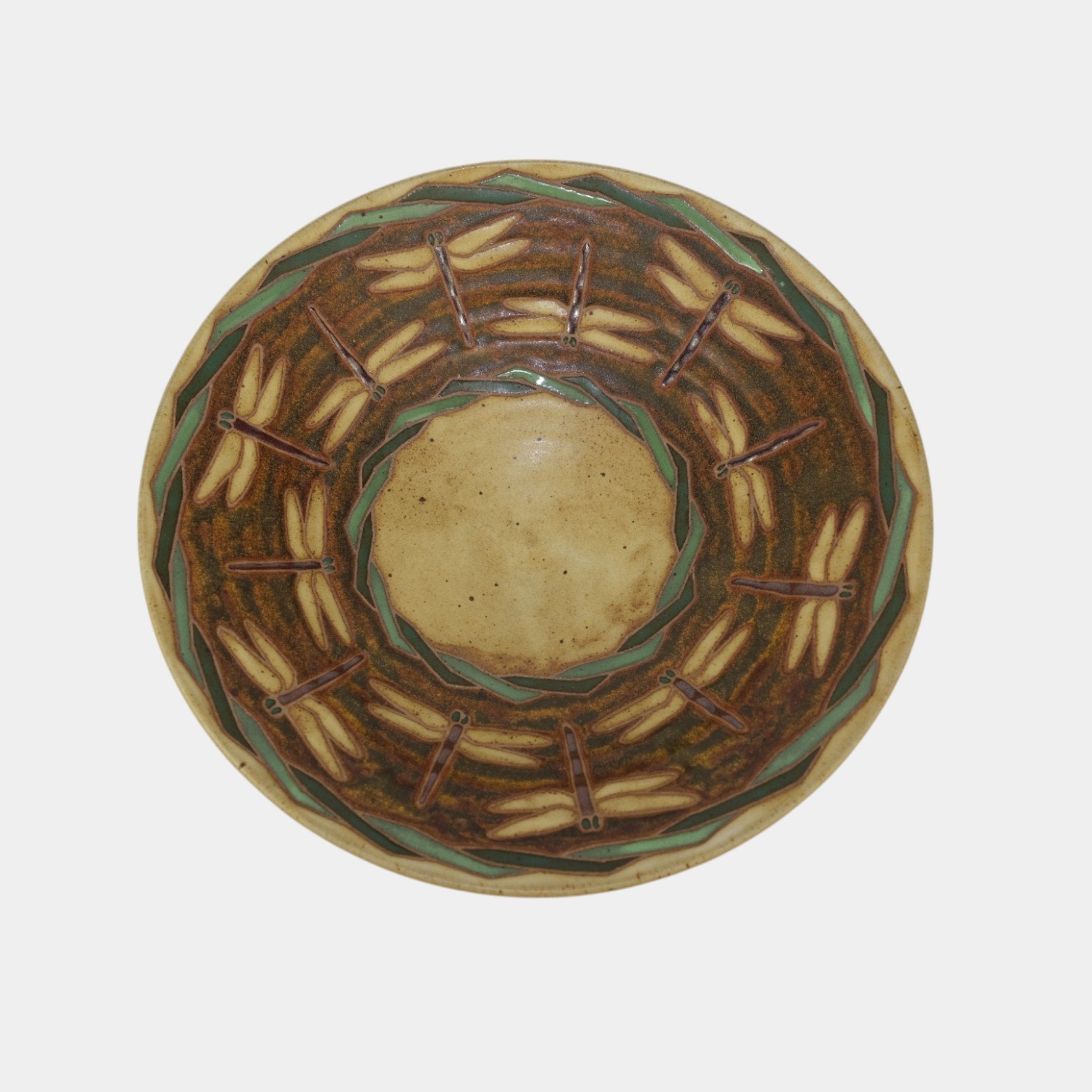 Common Ground Eric Olson Studio Art Pottery 2002 Dragonfly Charger Bow ...