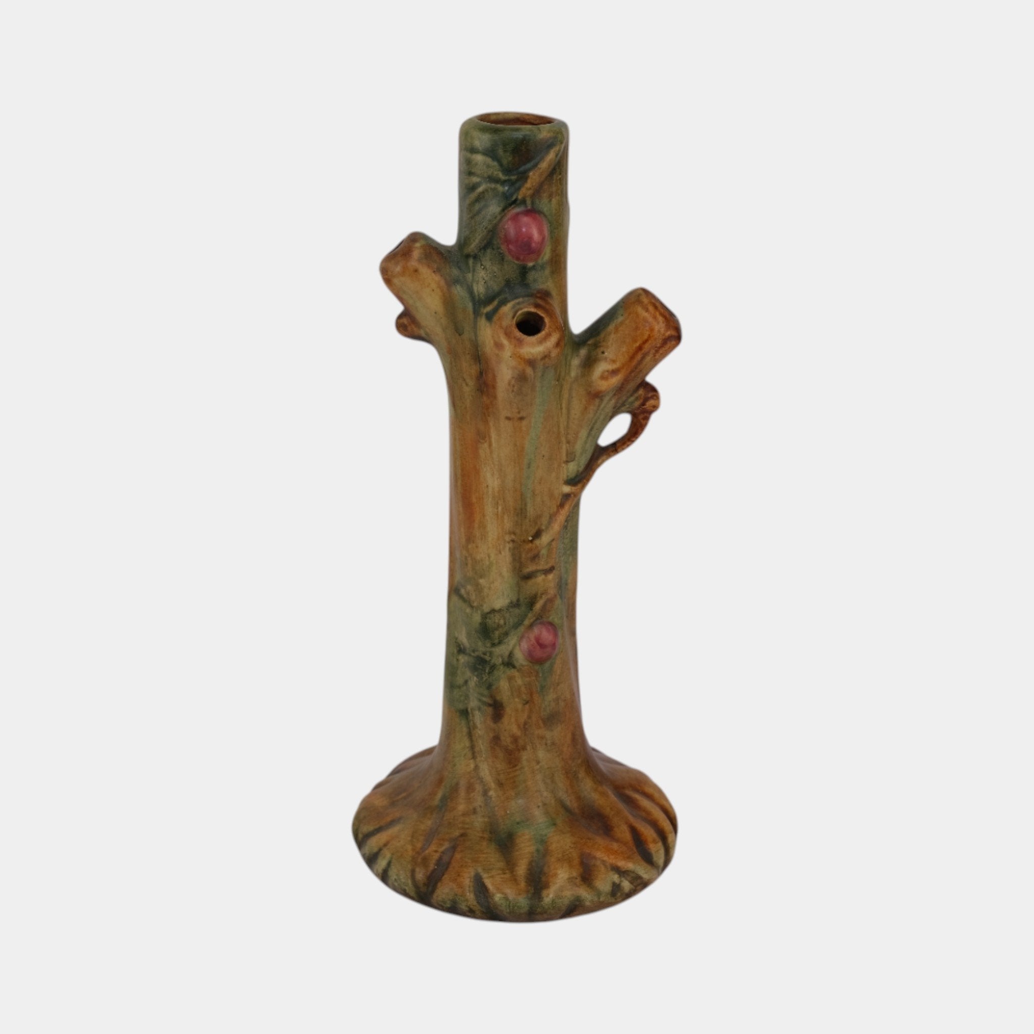 Weller Woodcraft 1920s Vintage Art Pottery Red Apple Tree Tall Ceramic ...