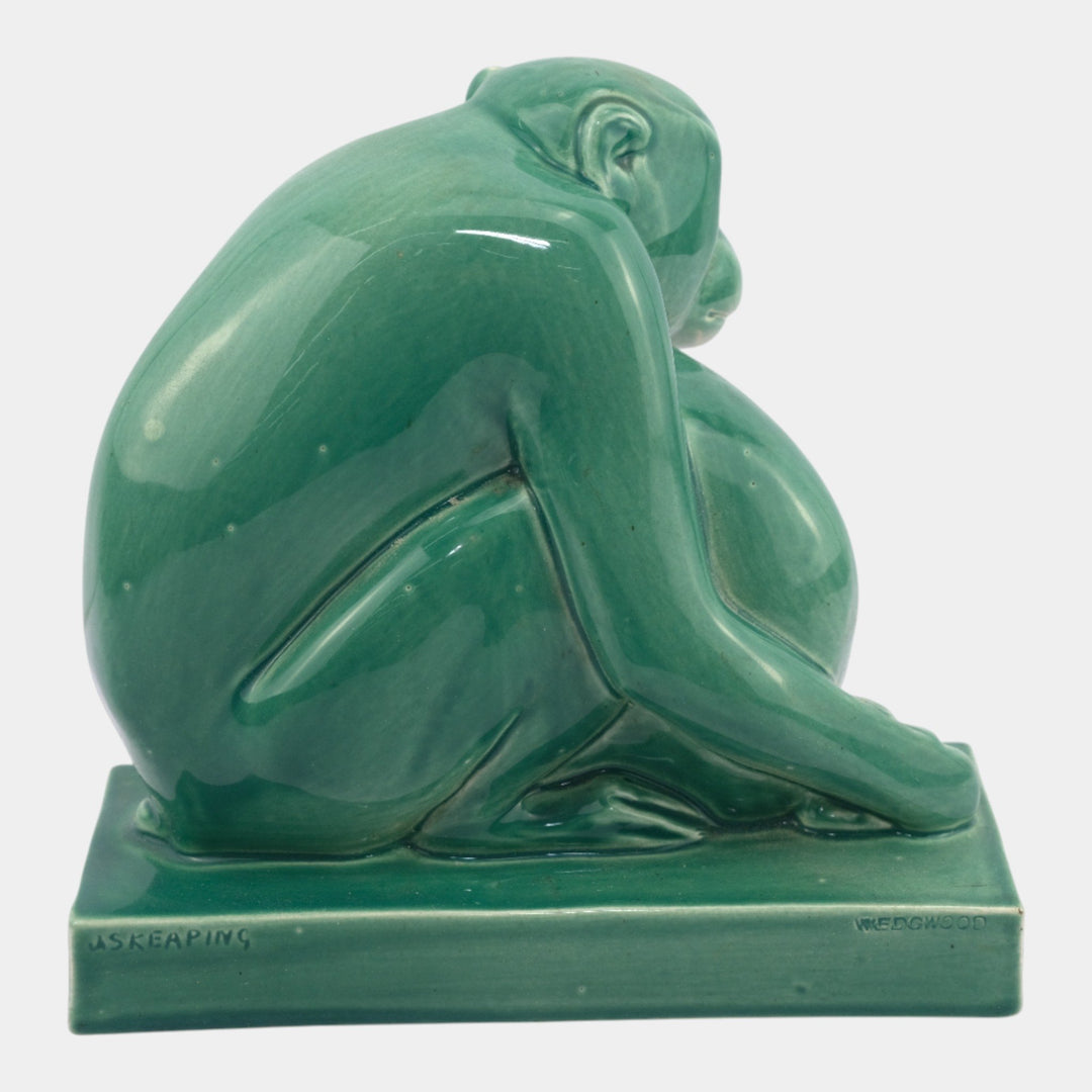 John Skeaping For Wedgwood 1930s Art Deco Green Monkey With Young Figu ...