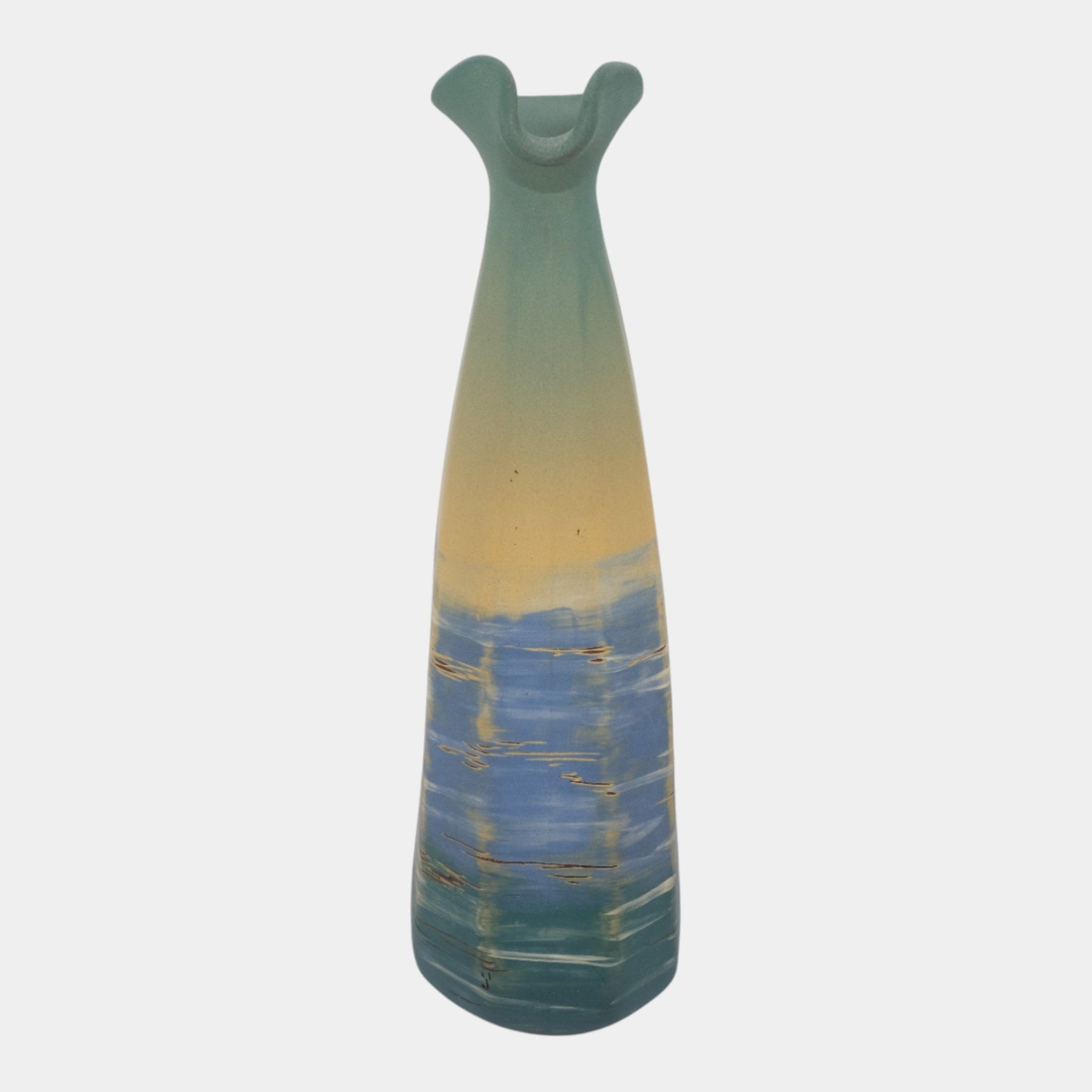 Weller Dickens Ware 1900s Vintage Art Pottery Matte Green Fish Ewer Ch ...