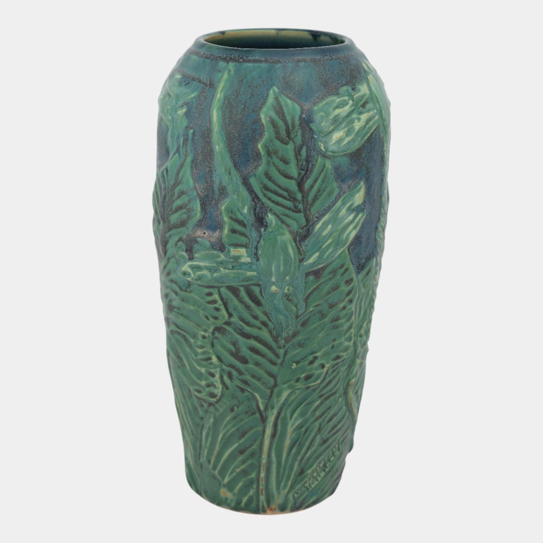 Florida Faience Studio Art Pottery Ceramic Dragonfly Palms Vase Martin ...