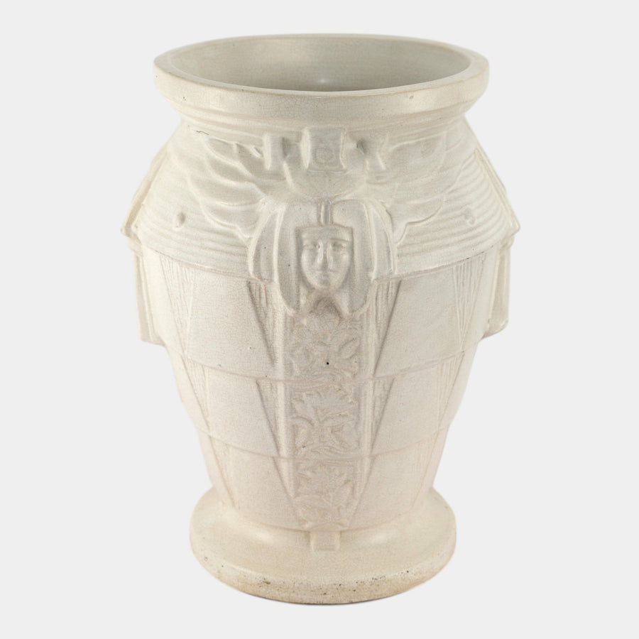 McCoy 1920s Art Deco Egyptian Revival Art Pottery White Sphinx Sand Ja ...