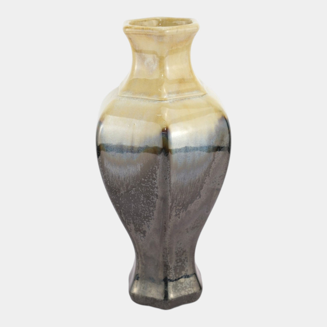Fulper 1917-1934 Arts And Crafts Pottery Crystalline Brown Six Sided V ...