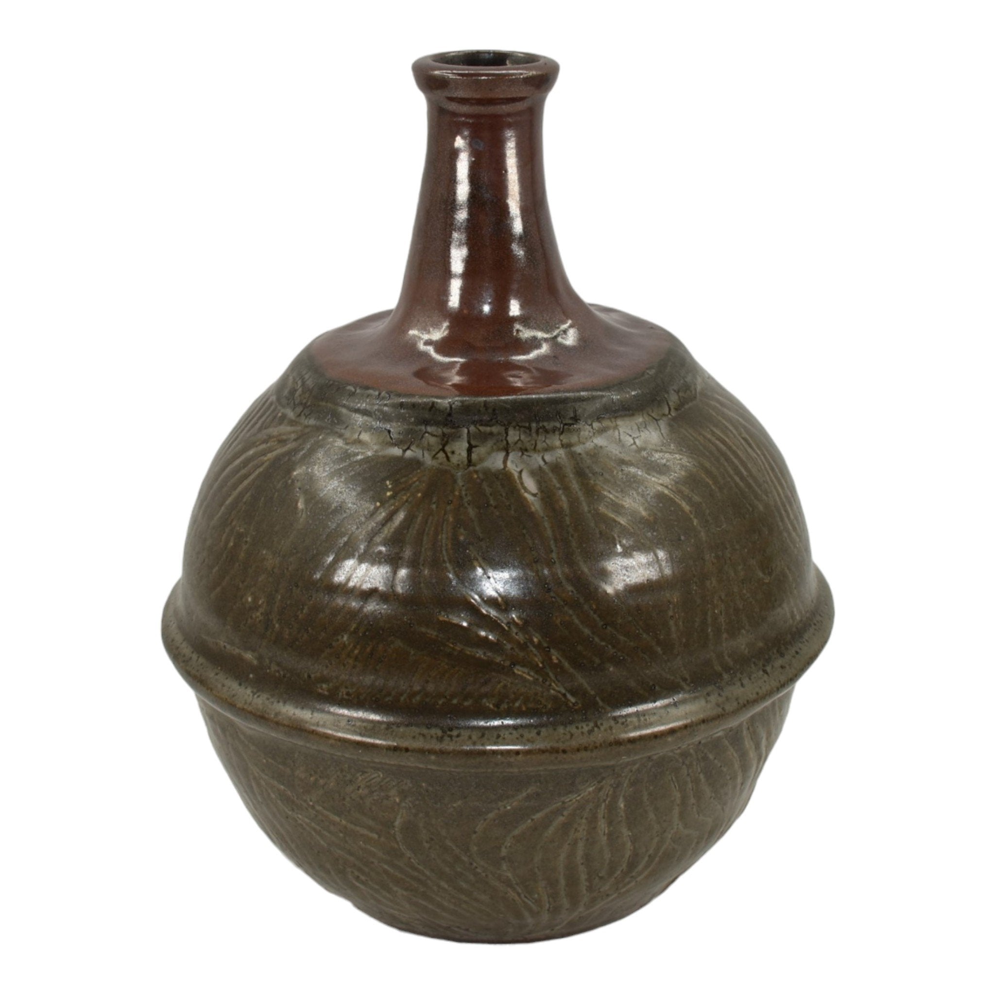 Pigeon Forge Tennessee Art Pottery Hand Crafted Brown Ceramic Vase Gri ...