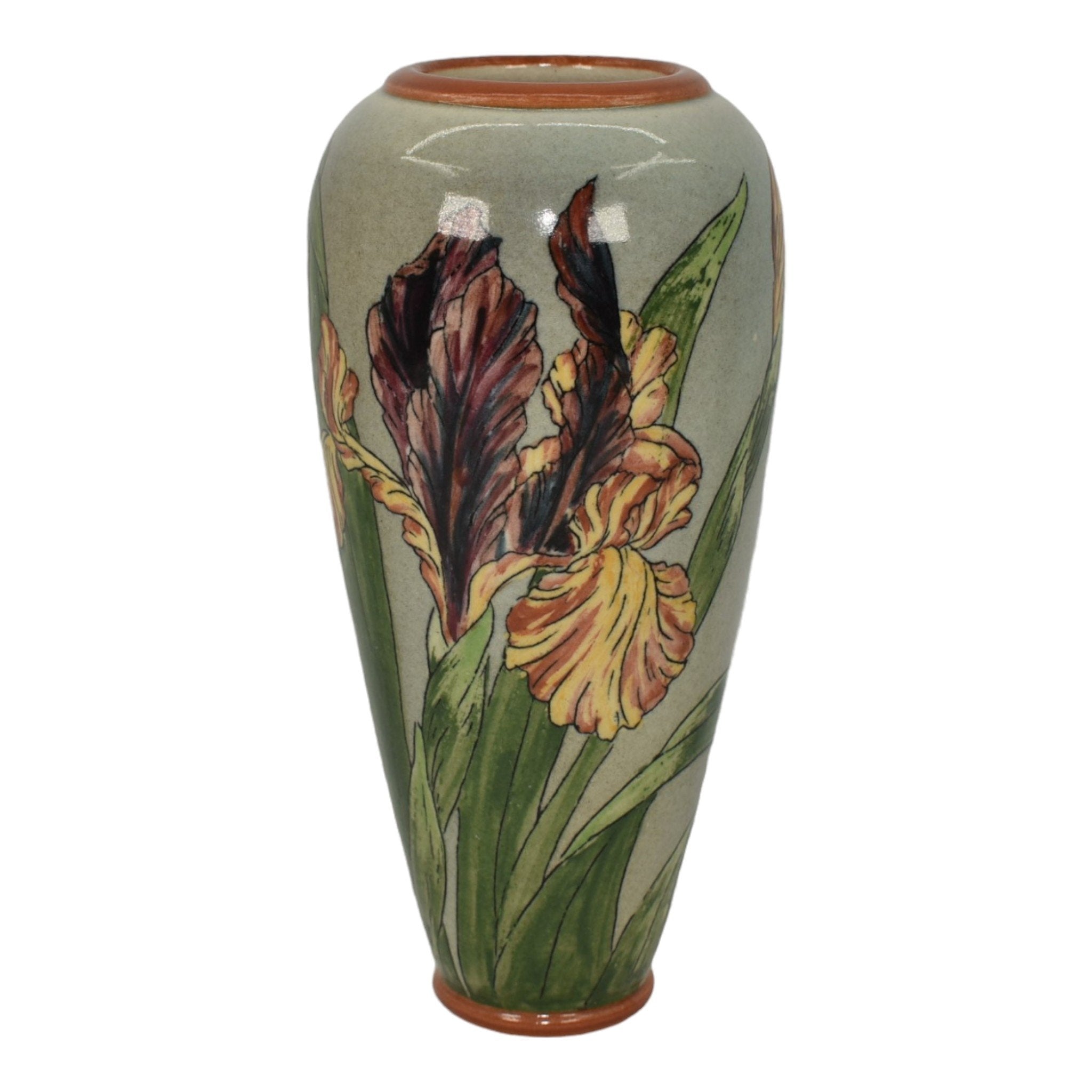 Santa Barbara Ceramic Design 1981 Pottery Hand Painted Iris Blue Vase ...