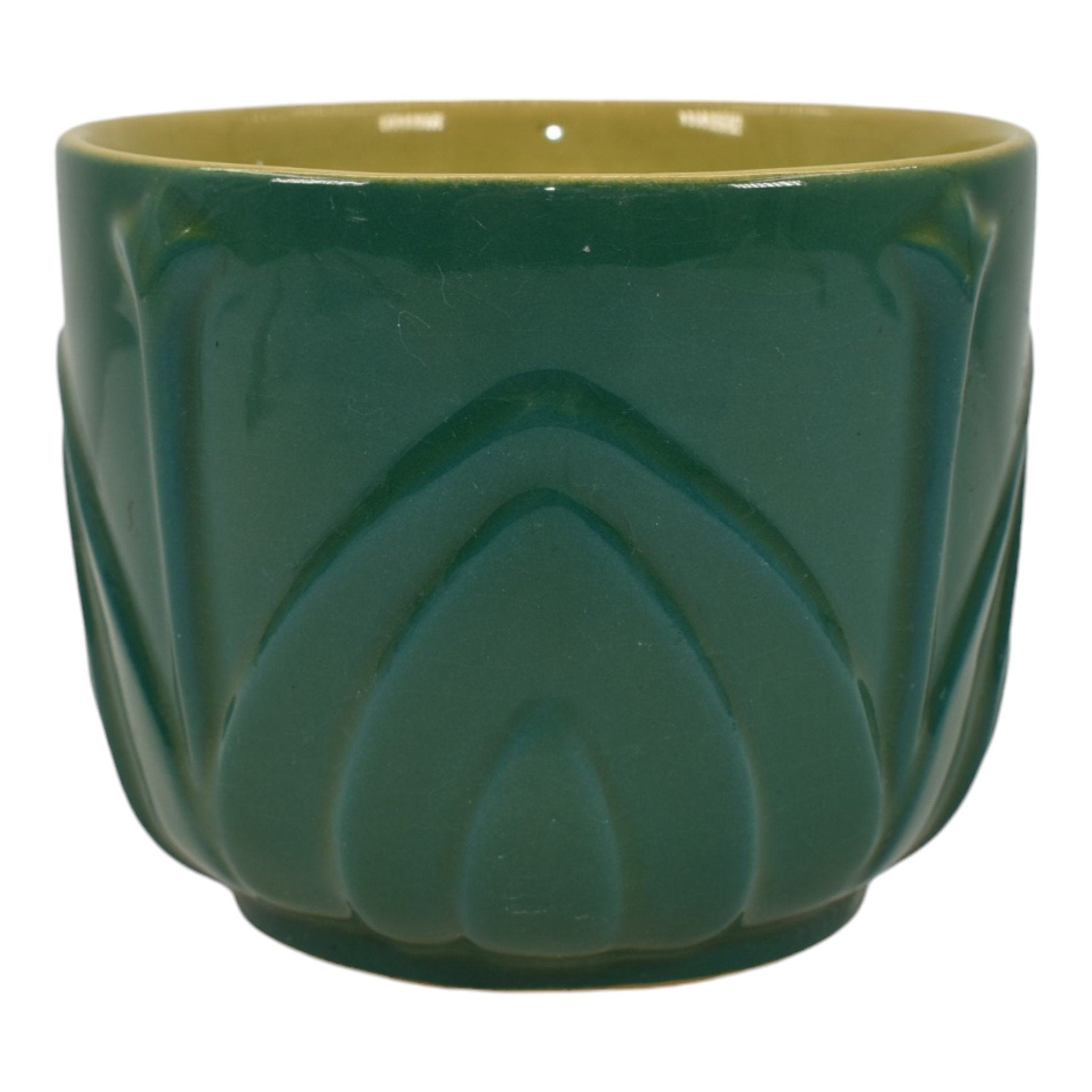 Roseville Mayfair Green 1952 Mid Century Modern Art Pottery Ceramic Bo ...