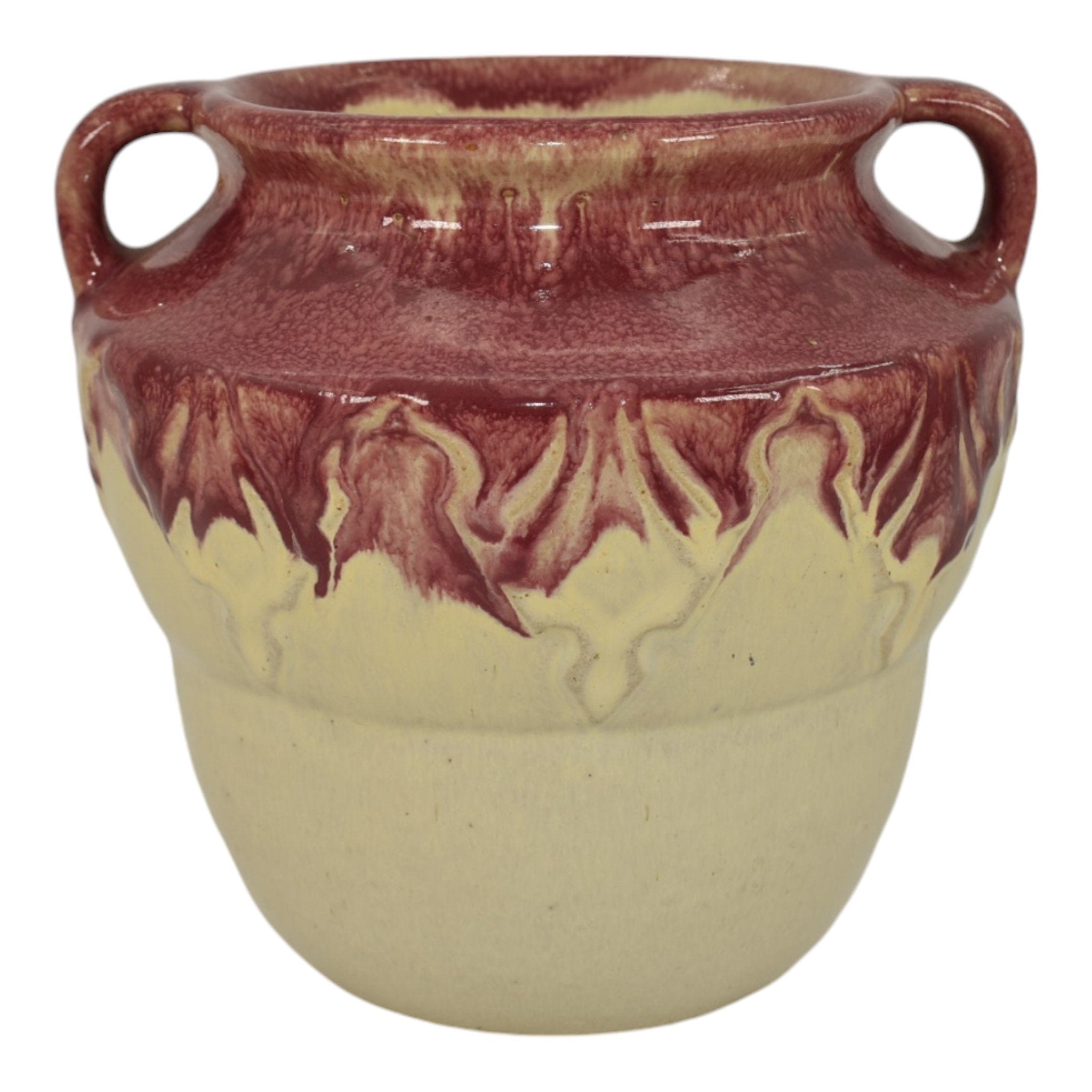 Zanesville Stoneware 1930s Vintage Art Pottery Red And Ivory Ceramic V ...